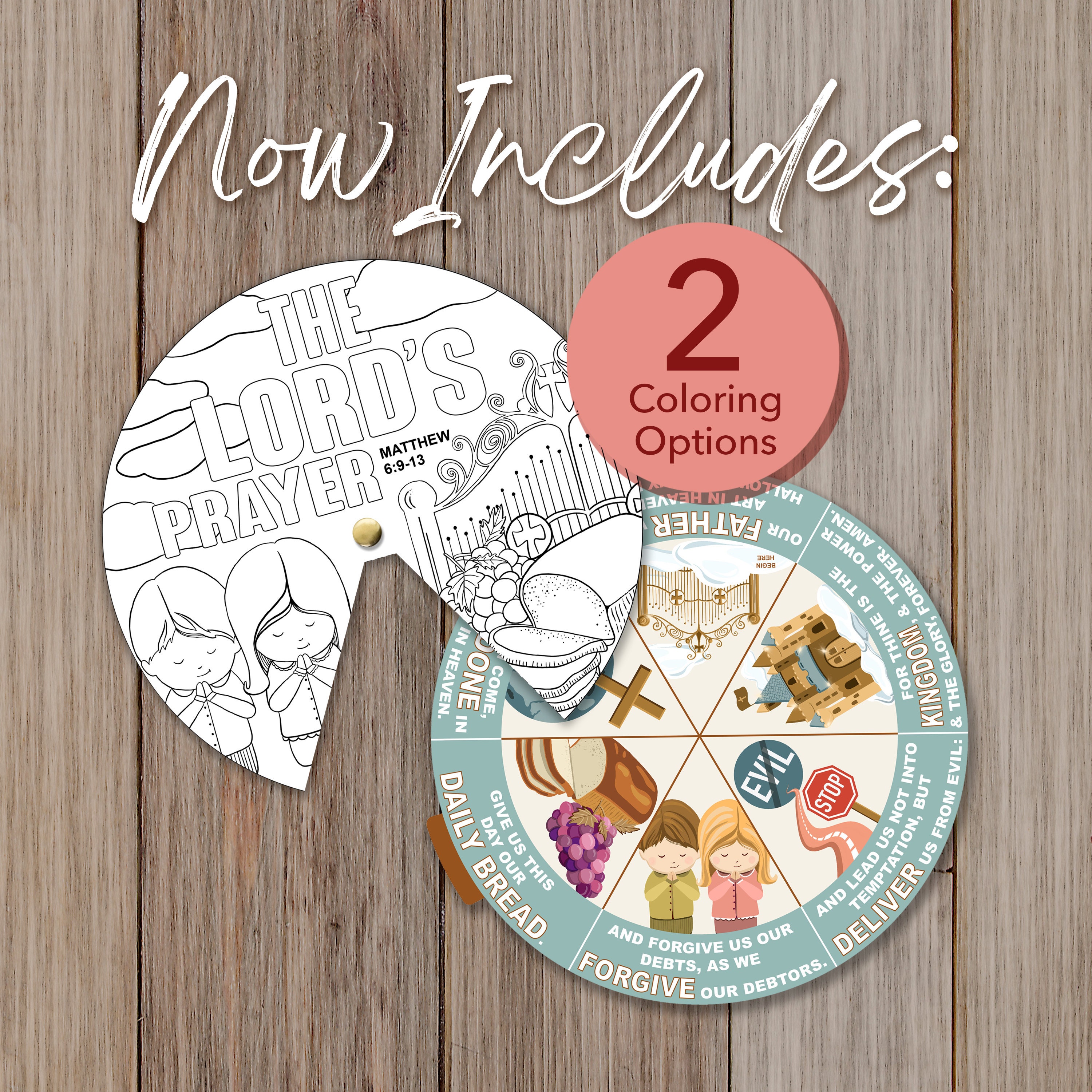The Lord's Prayer Craft Coloring Wheel Lords Prayer Printable Activity ...