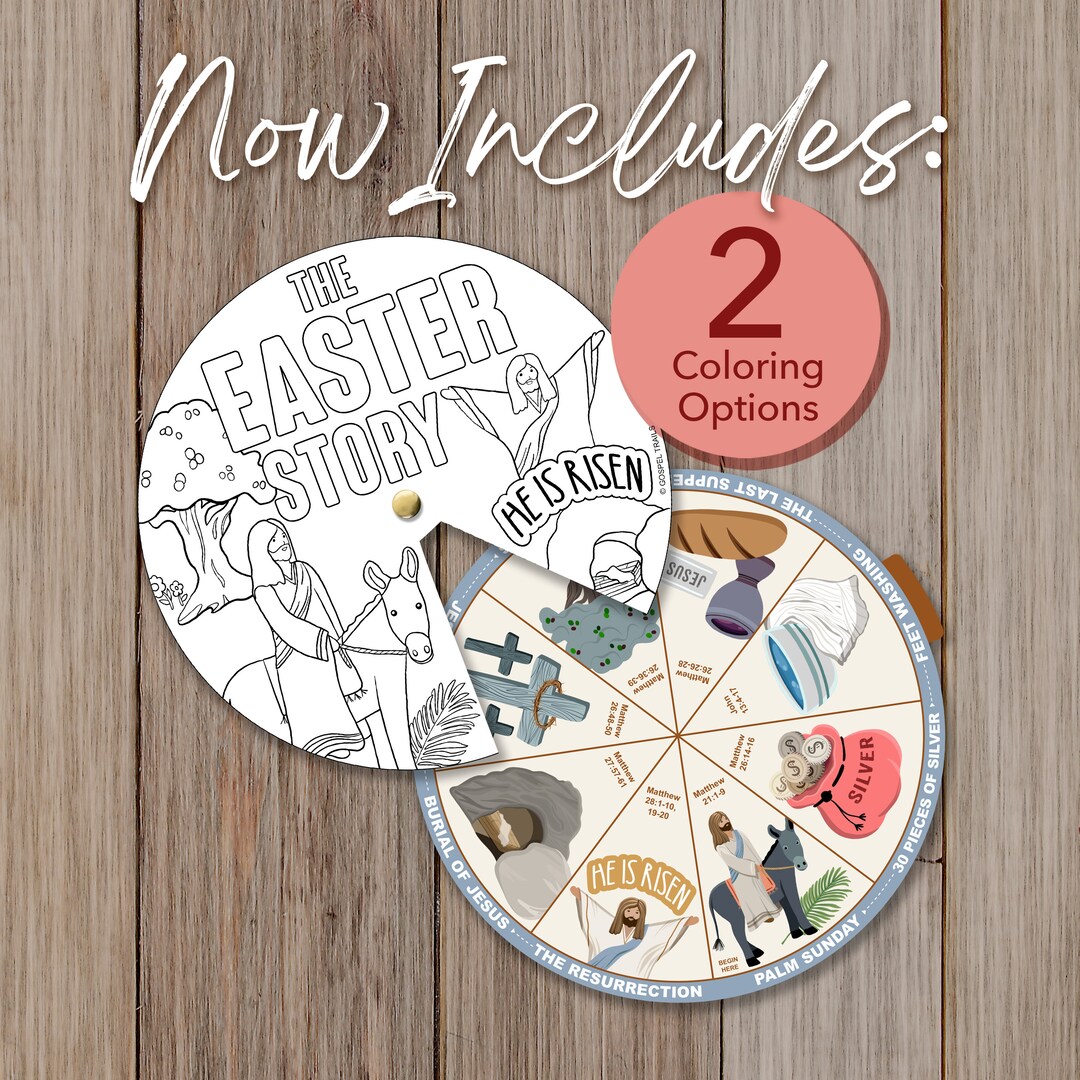 Resurrection Story for Kids Easter Story Coloring Wheel Palm Sunday ...