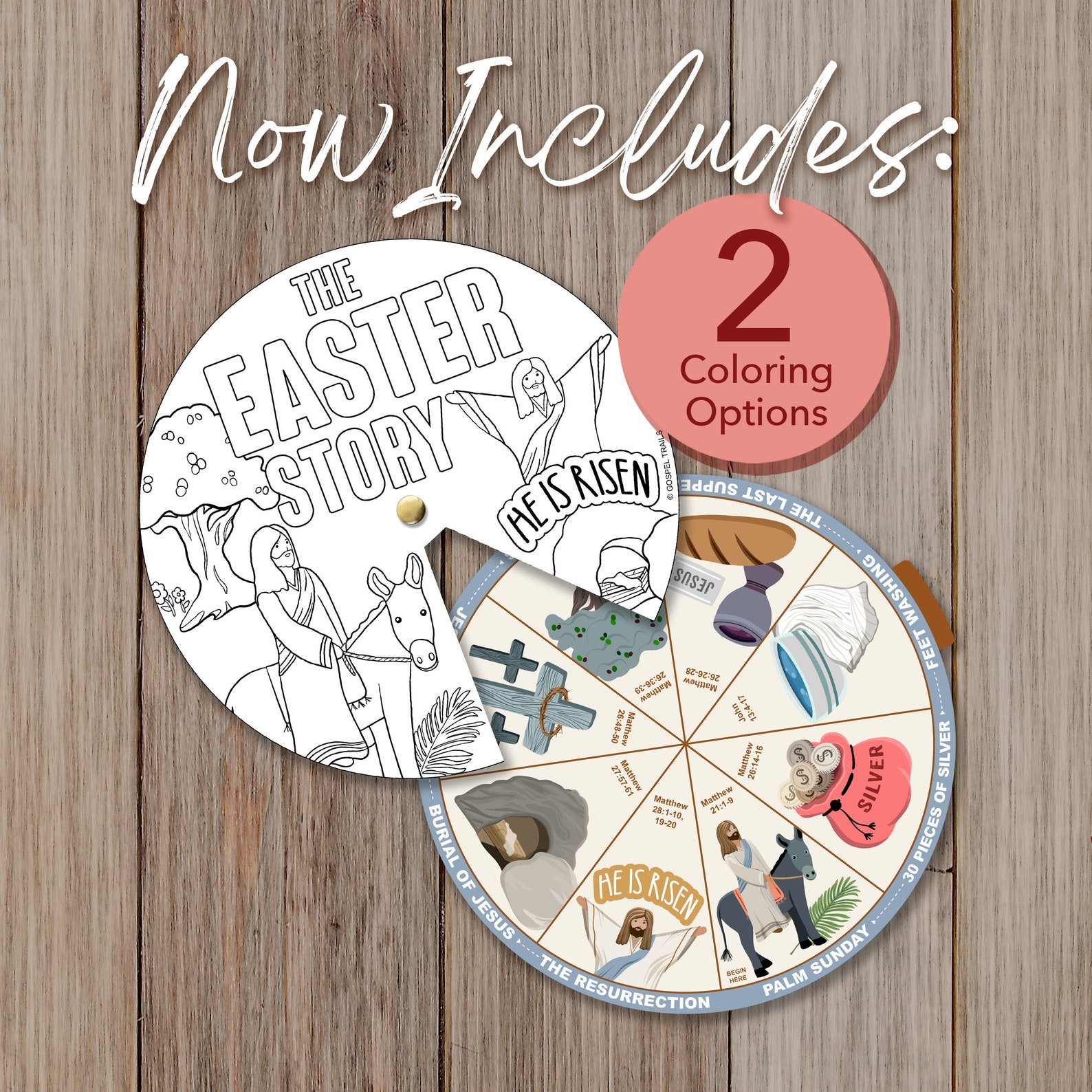 Resurrection Story for Kids Easter Story Coloring Wheel Palm Sunday ...