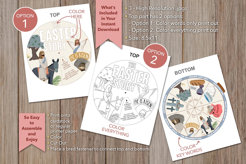 Resurrection Story for Kids Easter Story Coloring Wheel Palm Sunday ...