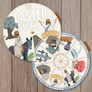 Holy Week for Kids Easter Story Coloring Wheel Palm Sunday Craft Easter ...
