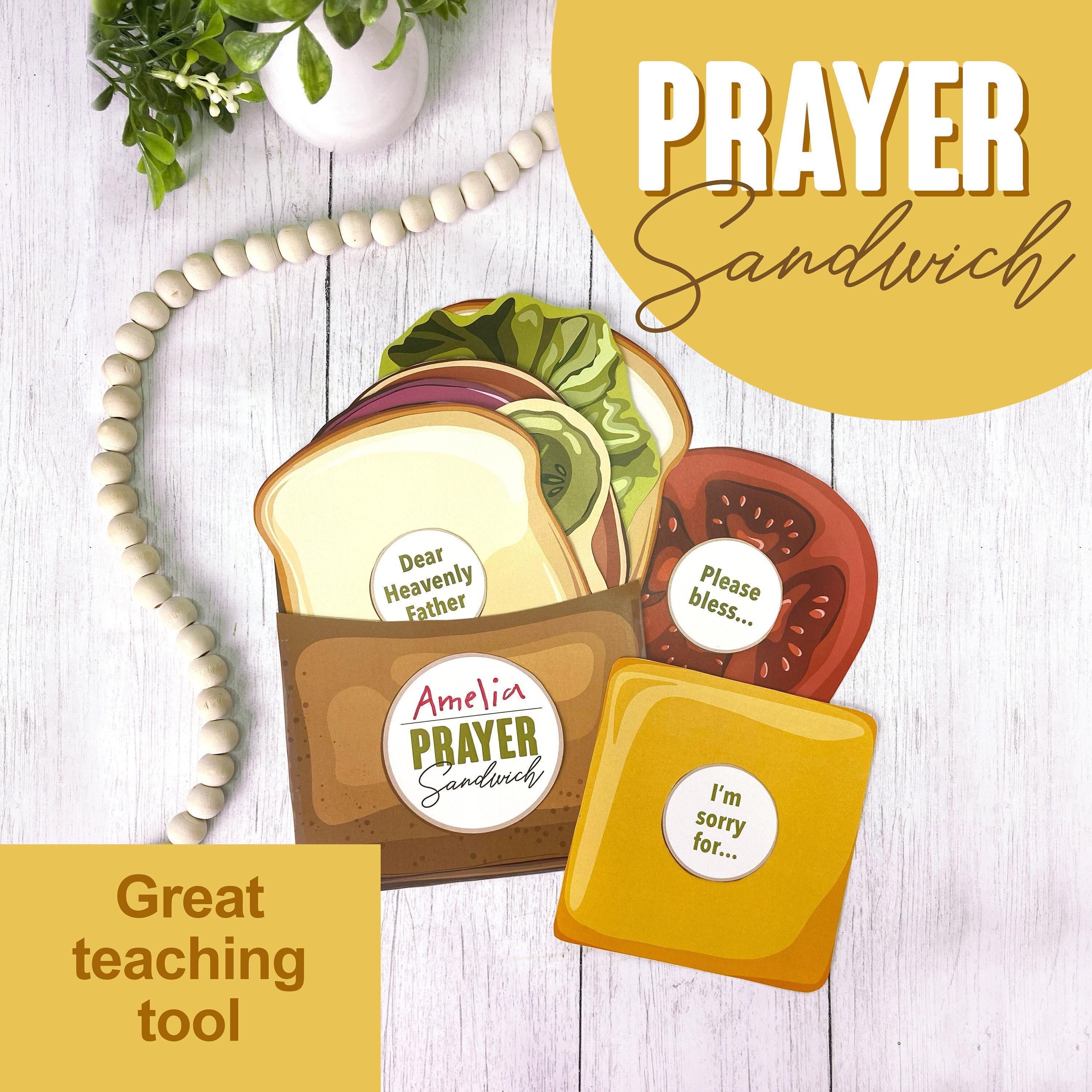 Prayer Sandwich Kids Activity Bible Lesson Activity for Homeschool ...