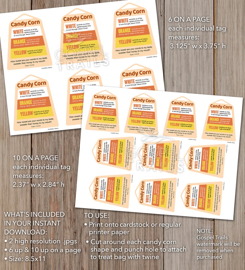 Candy Corn Trinity Christian Treat Topper for Harvest Fall Festival ...