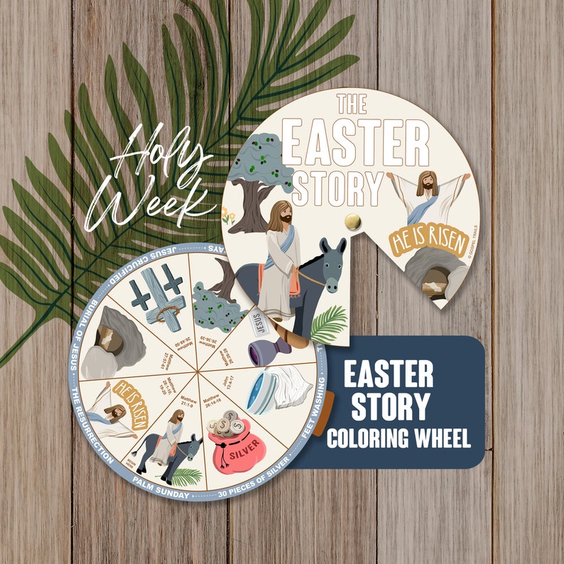 Resurrection Story for Kids Easter Story Coloring Wheel Palm Sunday Craft Easter Story Printable ...