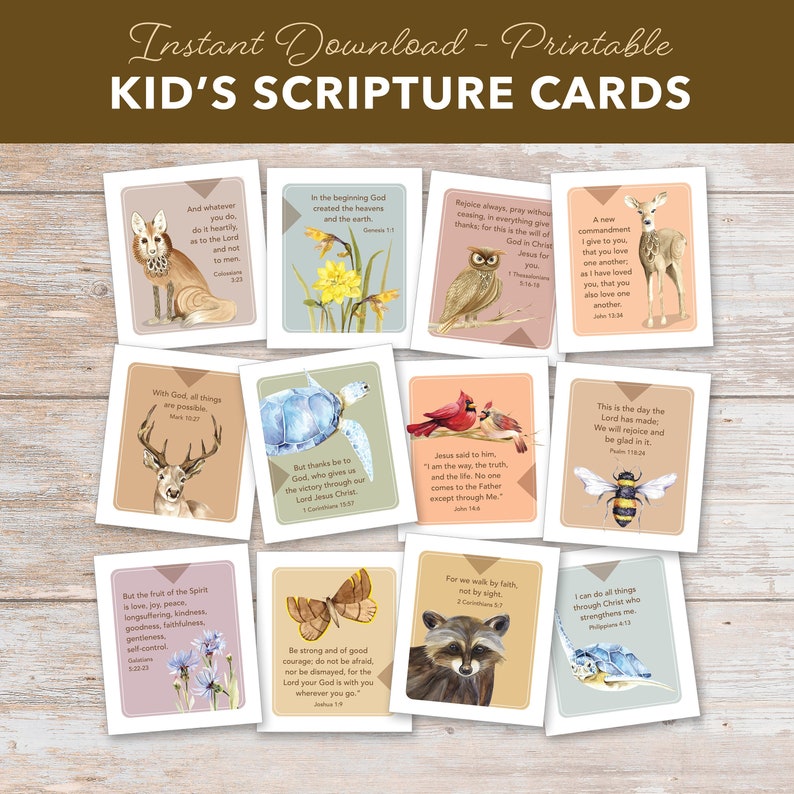 Easy Kids Bible Cards Bible Verse Memory Cards Christ Activity Bible ...