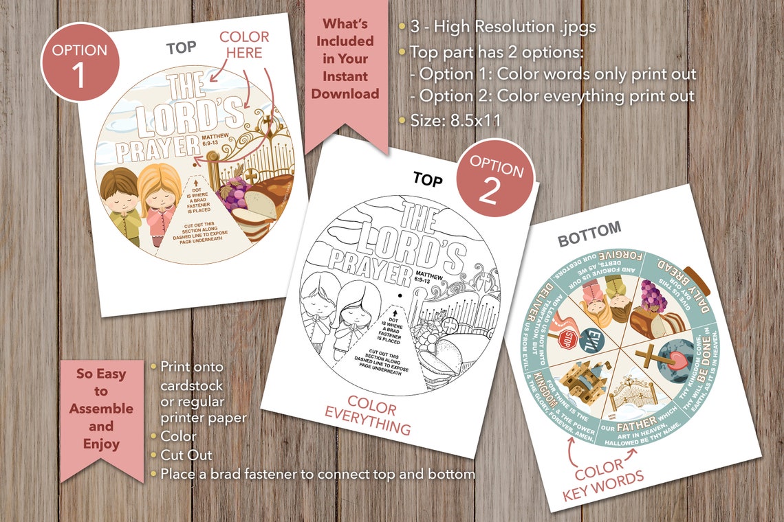 Faith Inspired Lord's Prayer Craft Spinning Wheel Lords Prayer ...