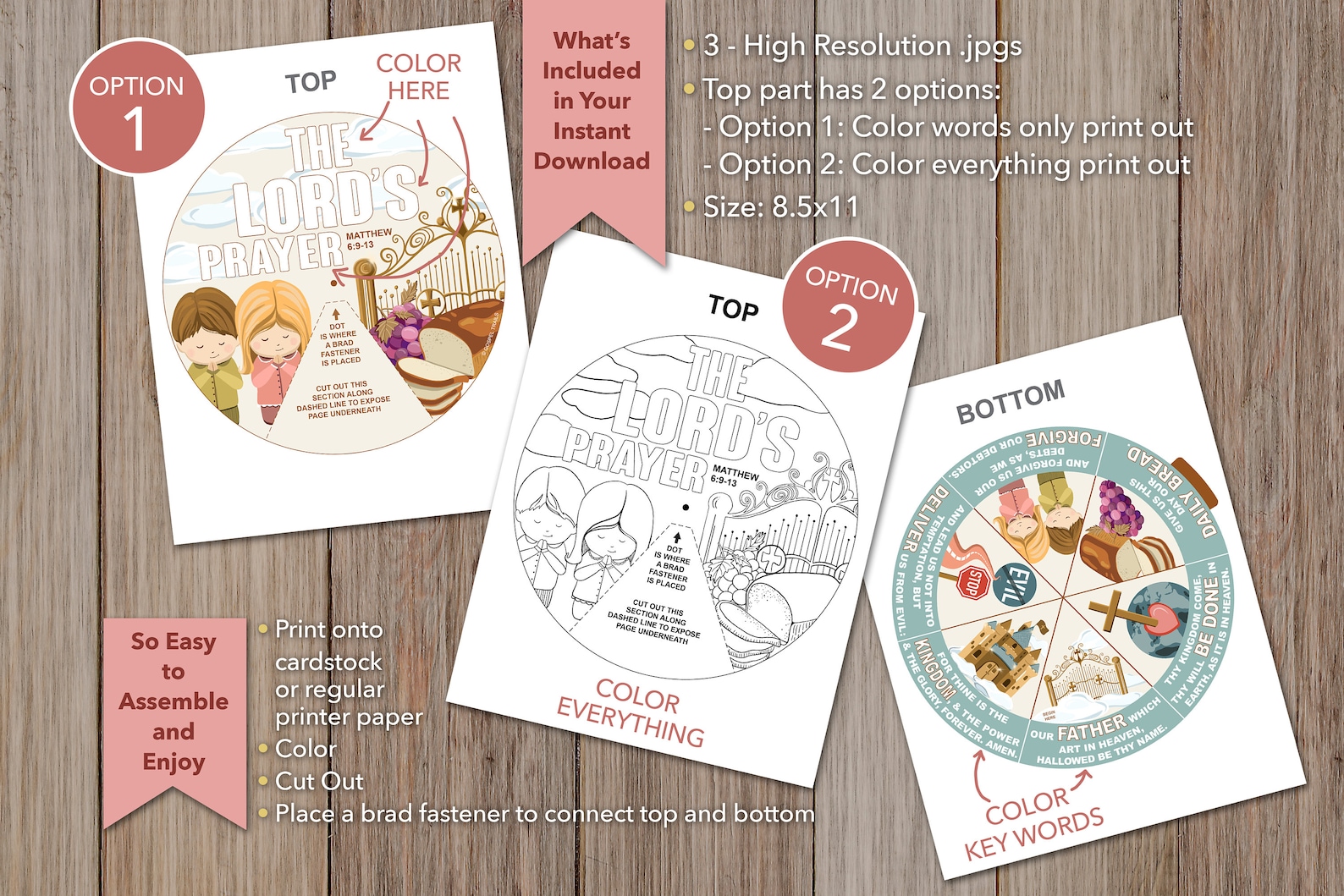 Faith Inspired Lord's Prayer Craft Spinning Wheel Lords Prayer ...