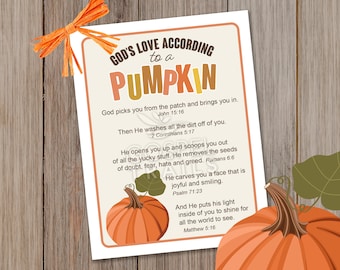 Fall Fest Bible Pumpkin Attributes of Gods Love for Harvest Fest for ...