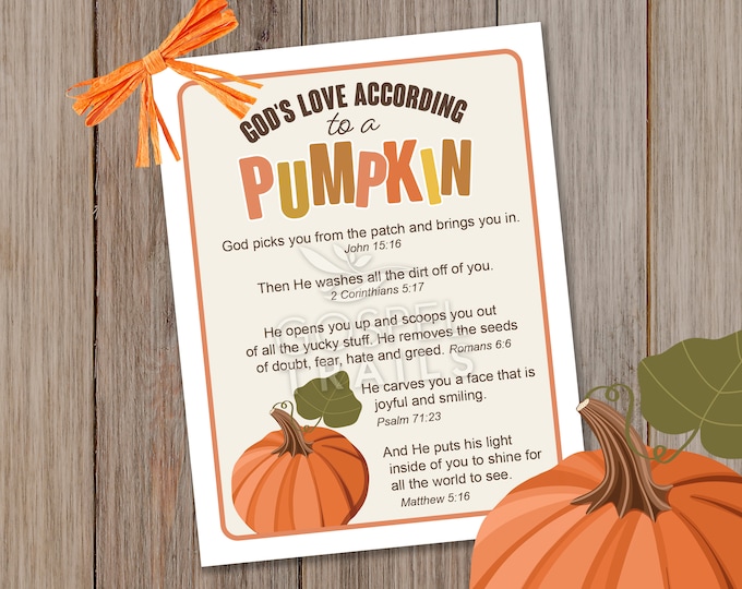 Kids Pumpkin Attributes of Gods Love Fall Print for Harvest Fest for ...