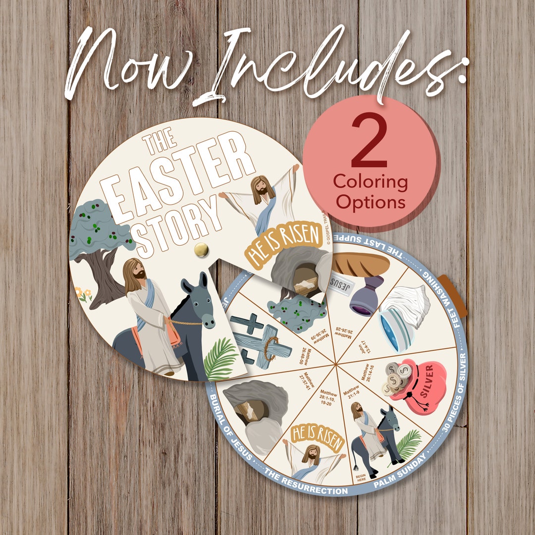 Holy Week for Kids Easter Story Coloring Wheel Palm Sunday Craft Easter Story Printable ...