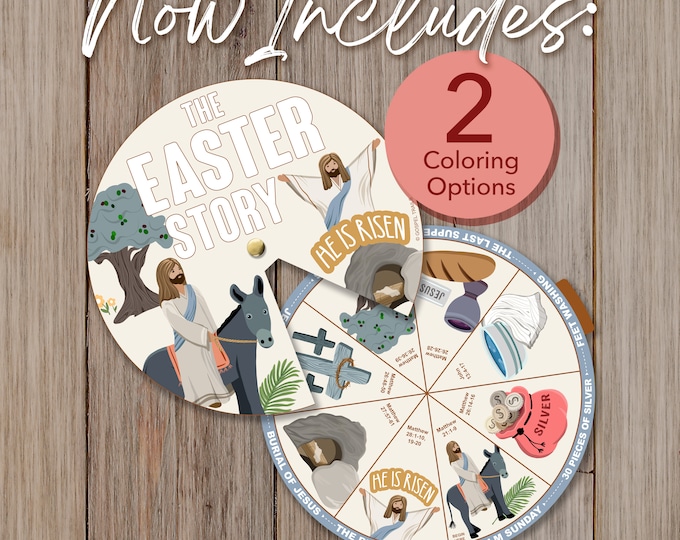 Holy Week for Kids Easter Story Coloring Wheel Palm Sunday Craft Easter Story Printable ...