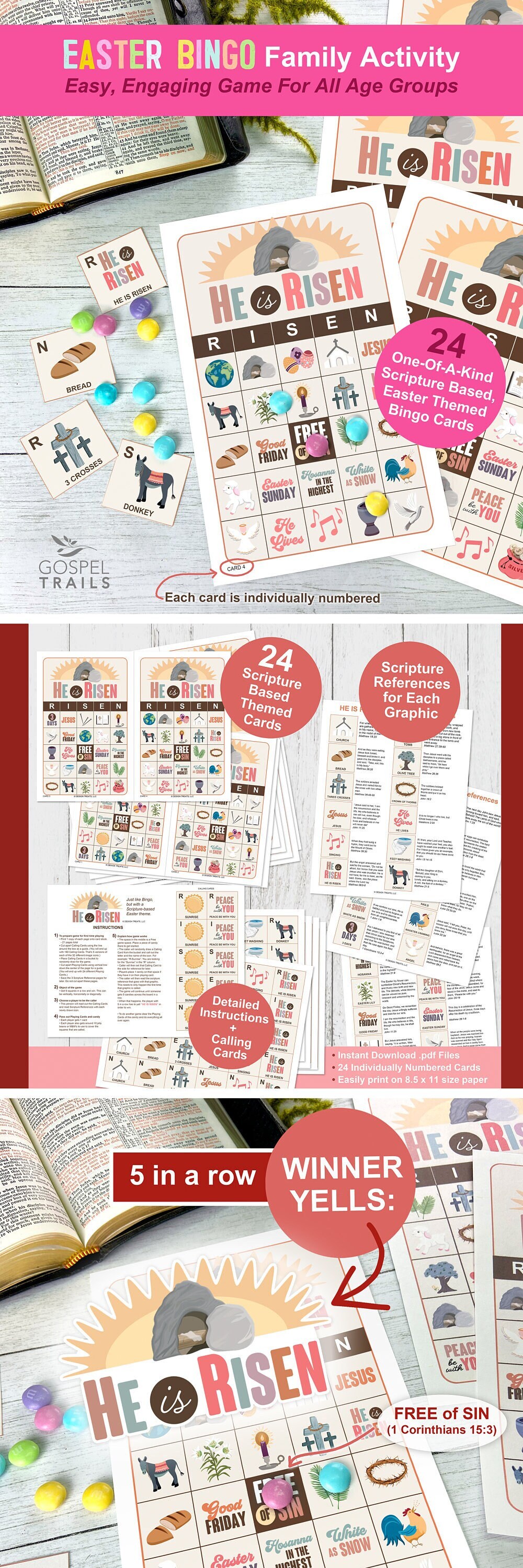 Easter Scripture Based Resurrection Bingo Cards Holy Week Easter Bible ...