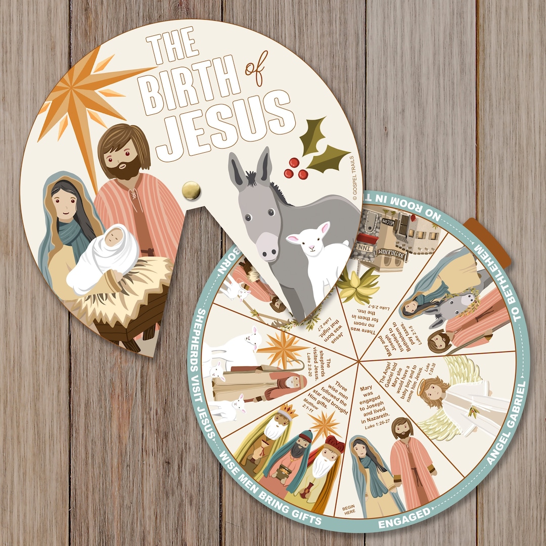 Jesus Birth Coloring Wheel for Kids Christmas Activity Advent Spinning ...