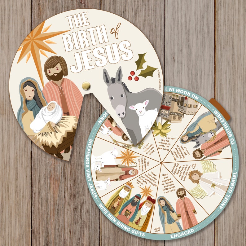 Jesus Birth Coloring Wheel for Kids Christmas Activity Advent Spinning ...