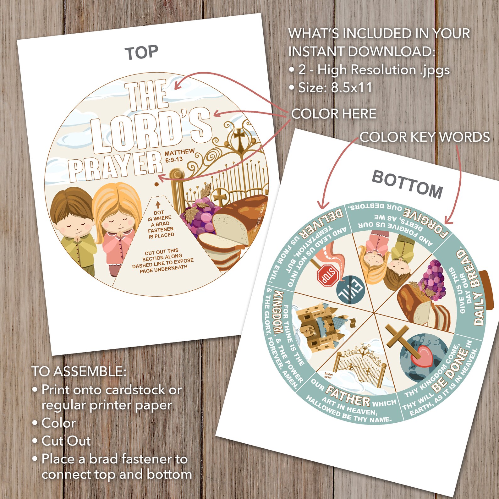 Faith Inspired Lord's Prayer Craft Spinning Wheel Lords Prayer ...