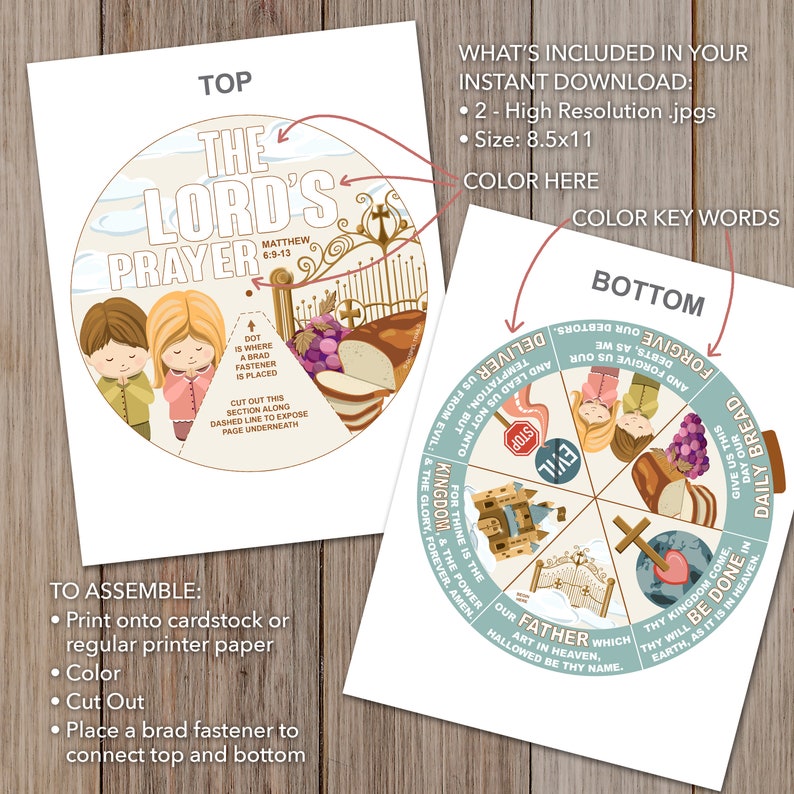 The Lord's Prayer Craft Coloring Wheel Lords Prayer - Etsy Australia