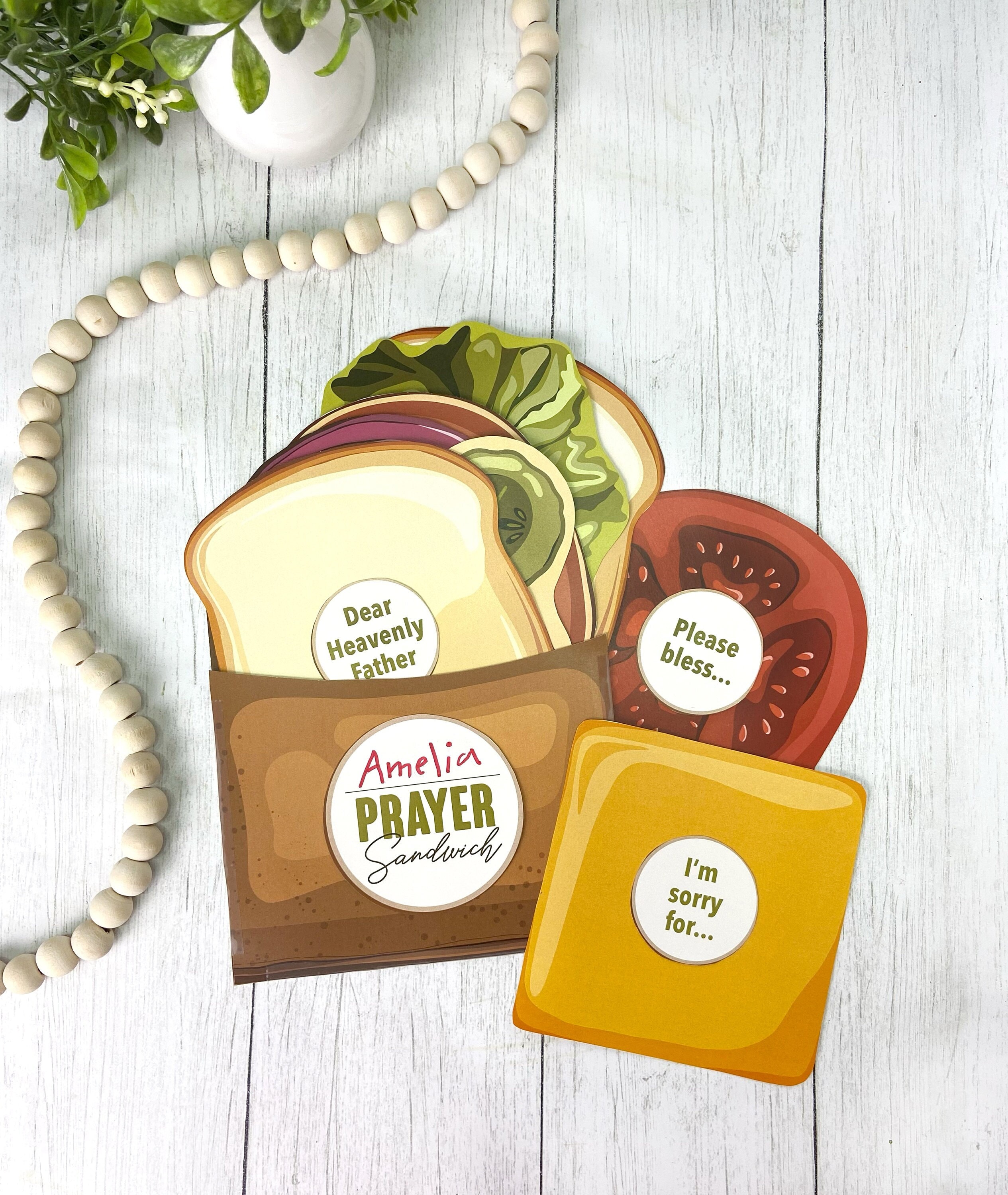 Prayer Sandwich Kids Activity Bible Lesson Activity for Homeschool ...