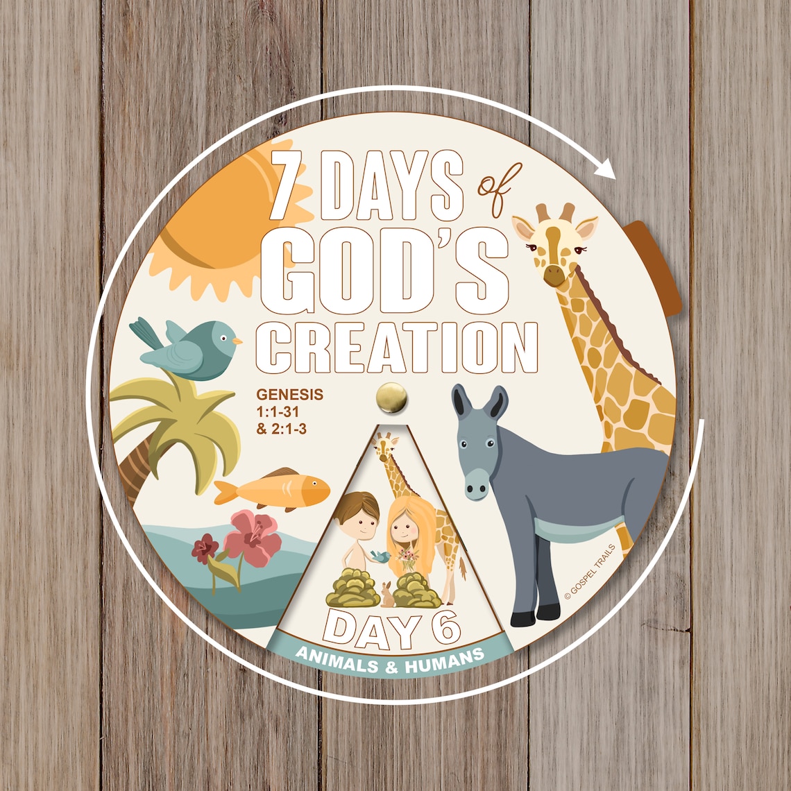 7 Days of Creation Craft Coloring Wheel, Printable Bible Activity, Kids ...