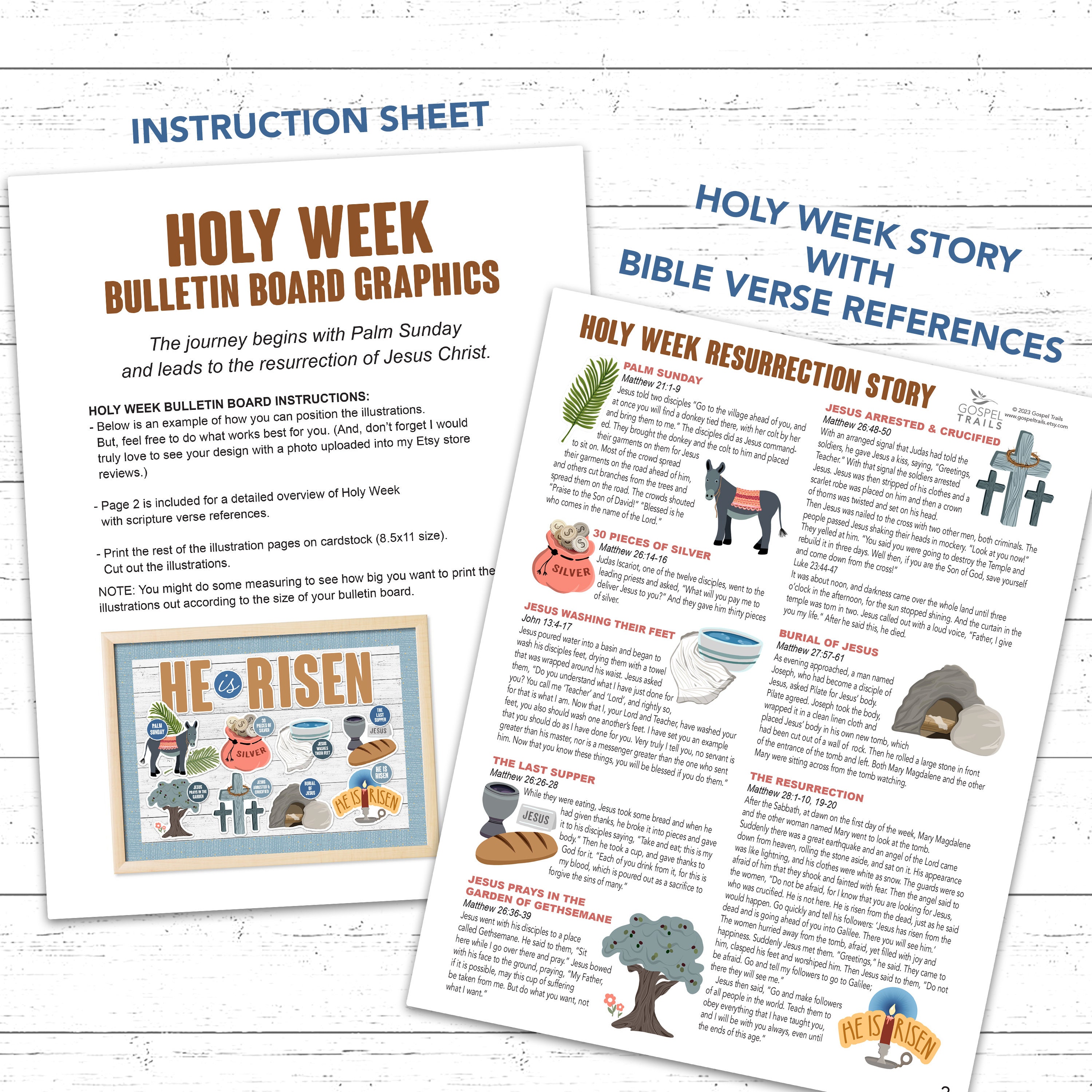 Holy Week Bulletin Board Art for Church Easter Bulletin Board Decor for ...