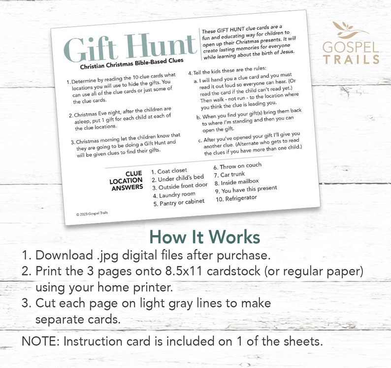 Christian Christmas Gift Hunt Indoor Scavenger Hunt Christmas Riddles ...