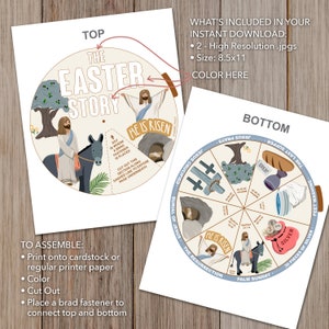 Holy Week for Kids Easter Story Coloring Wheel Palm Sunday Craft Easter ...