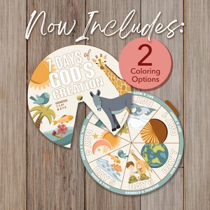 Days of Creation Bible Story Coloring Wheel, Printable Bible Activity ...