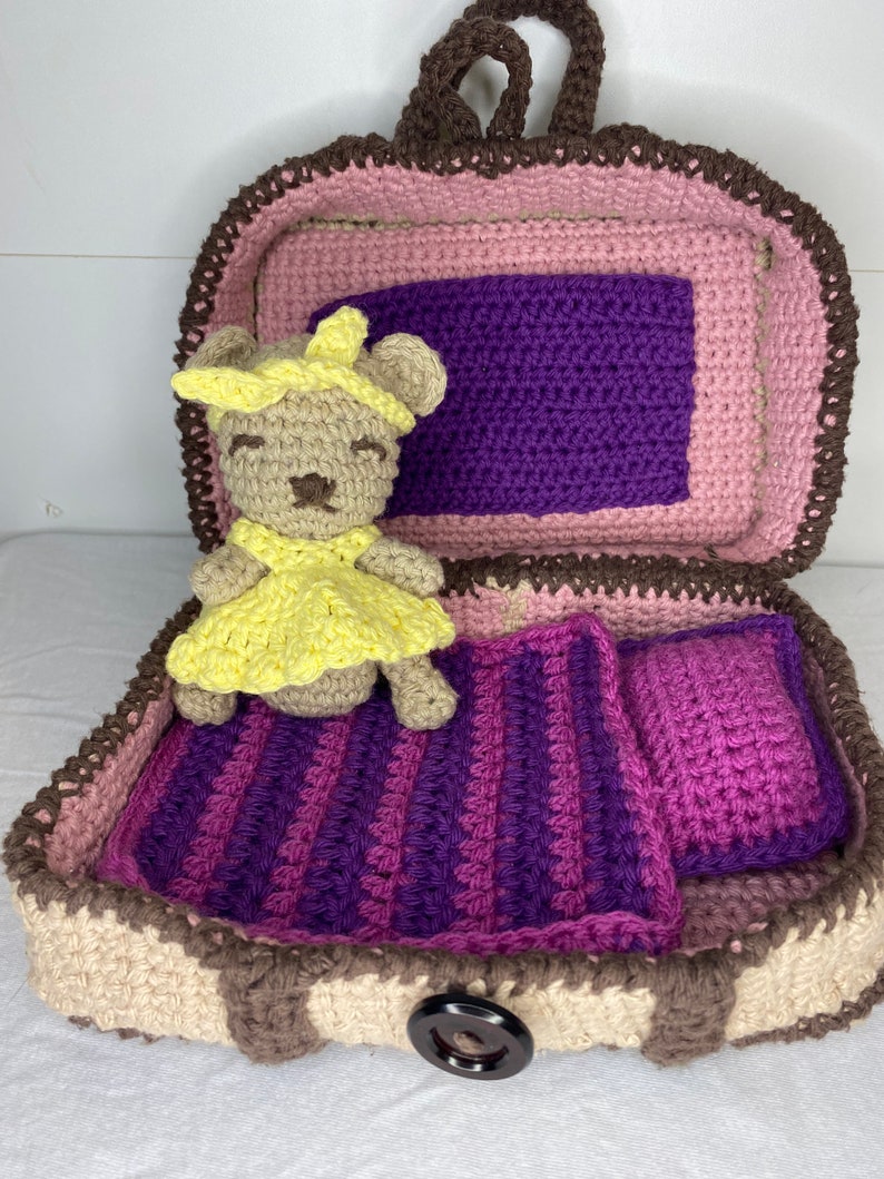 Crochet Teddy Bear in a Suitcase - Etsy