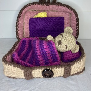 Crochet Teddy Bear in a Suitcase - Etsy