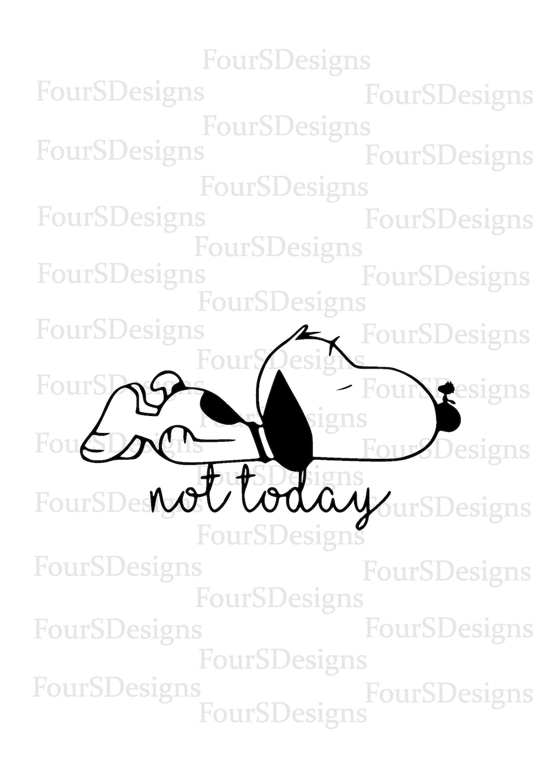 Snoopy Not Today File.svg-png-pdf-jpg - Etsy
