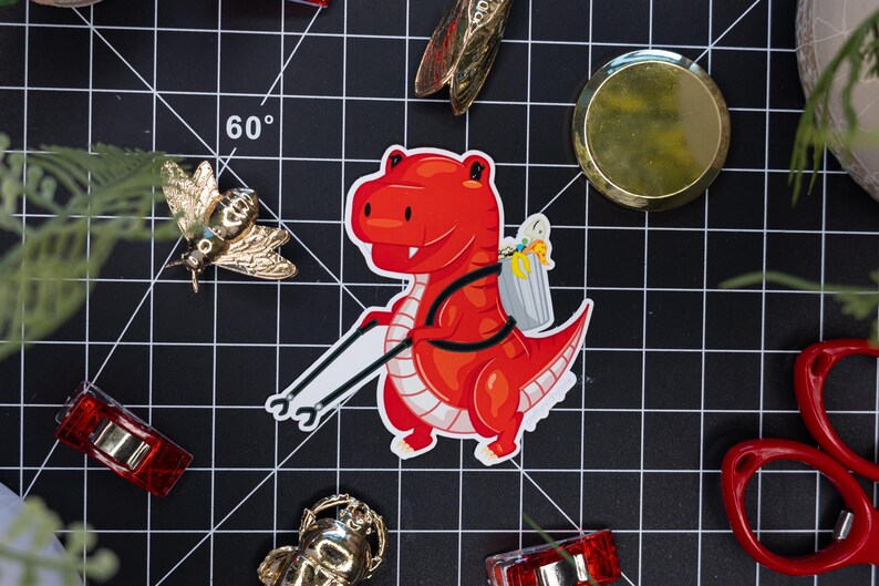 T-rex Sticker | Funny Dinosaur | Kawaii Red Stickers - Etsy