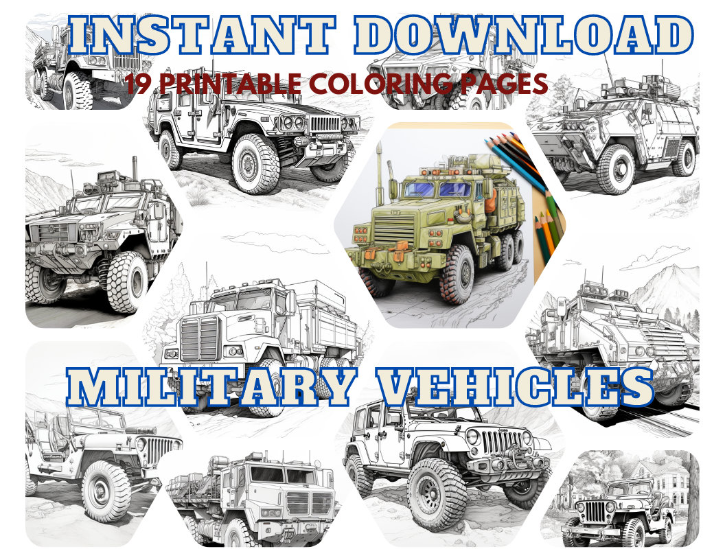 Coloring Book Pages, Military Vehicle, Instant Download, 2 Printable ...