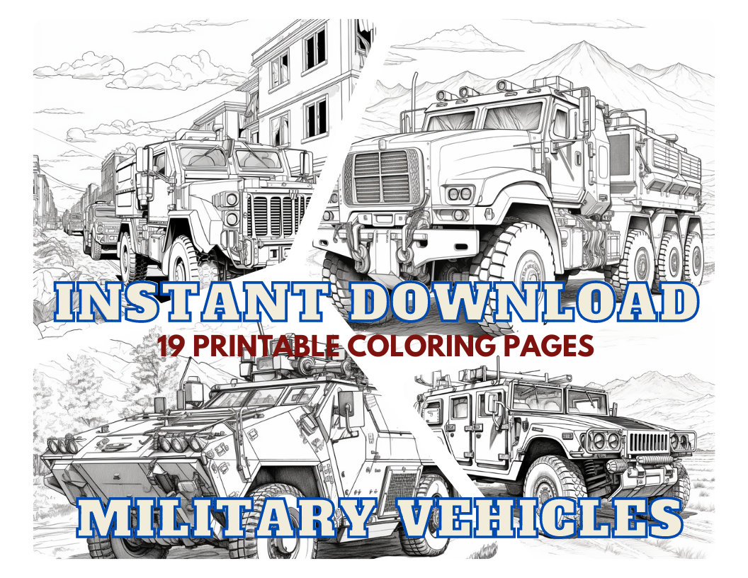 Coloring Book Pages, Military Vehicle, Instant Download, 2 Printable ...