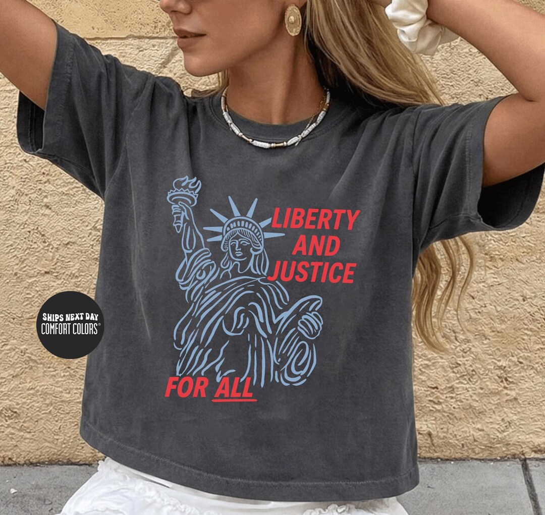 4th of July Comfort Colors® boxy Tee Liberty and Justice for All Crop ...