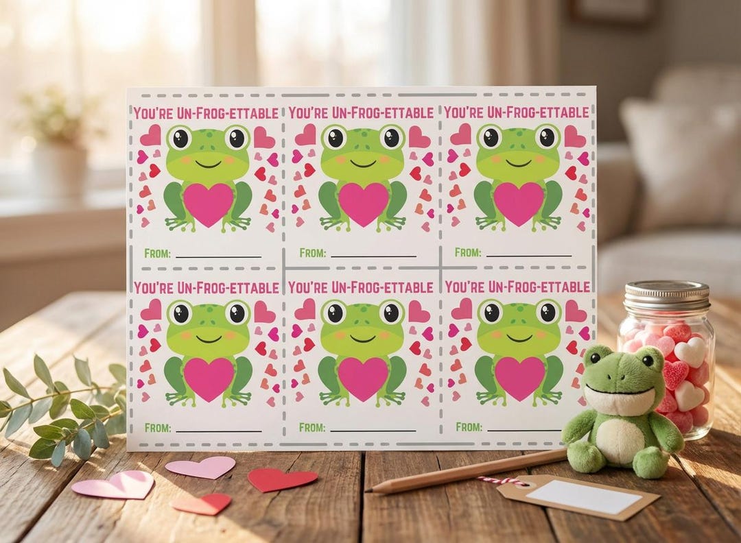 Frog Valentine Cards | Printable School Valentines (PDF Download ) - Etsy