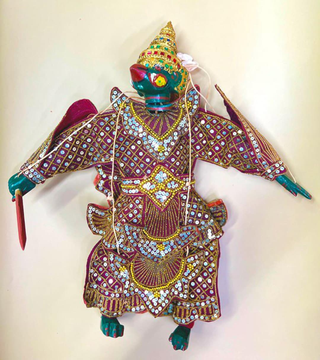 Traditional Handcraft String Marionette Beaded Kalaga Outfit Burmese ...