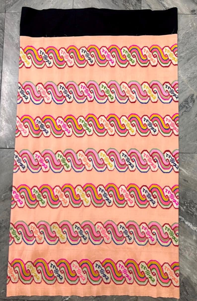 Pink Burmese Luntaya Acheik Longyi Ethnic Wrap Tube Skirt Silk Textile ...