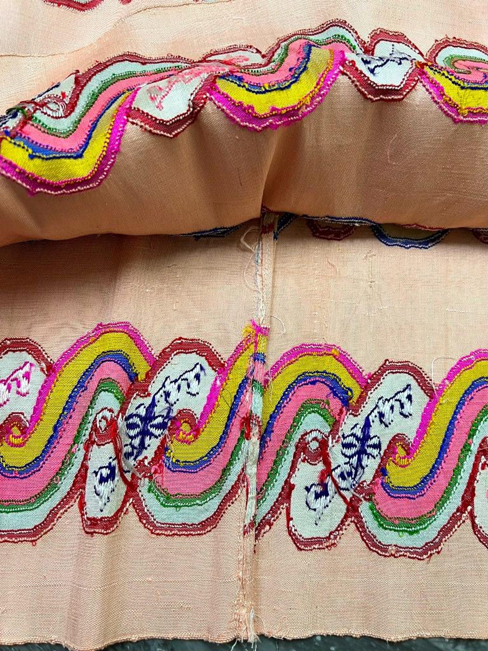 Pink Burmese Luntaya Acheik Longyi Ethnic Wrap Tube Skirt Silk Textile ...