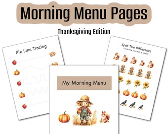 Fall Morning Menu Pages Homeschool Morning Menu Pages Preschool Morning ...