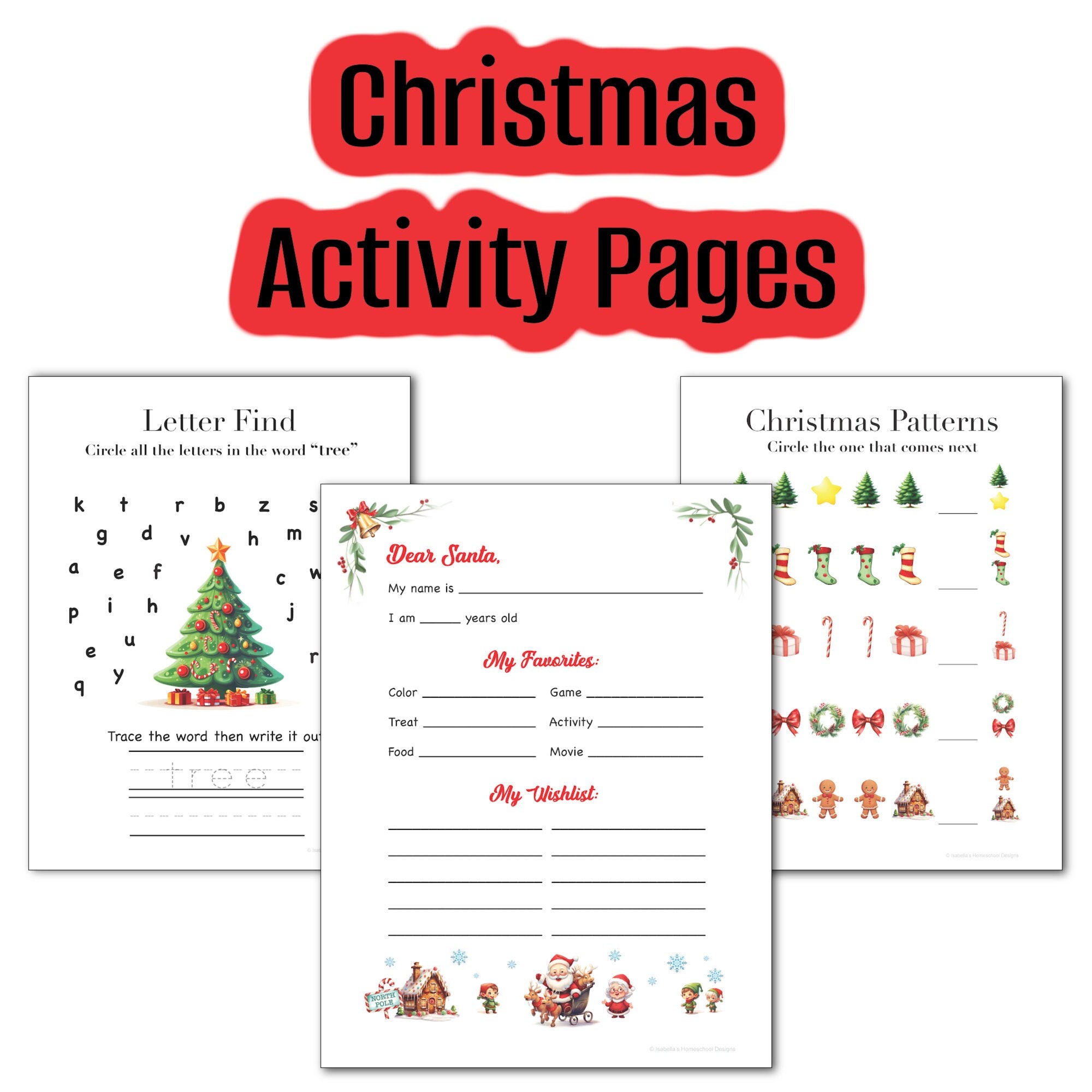 Christmas Activity Pageschristmas Morning Menu Pageshomeschool Morning ...