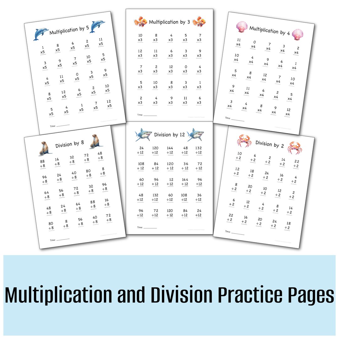 Multiplication and Division Practice Worksheets - Etsy