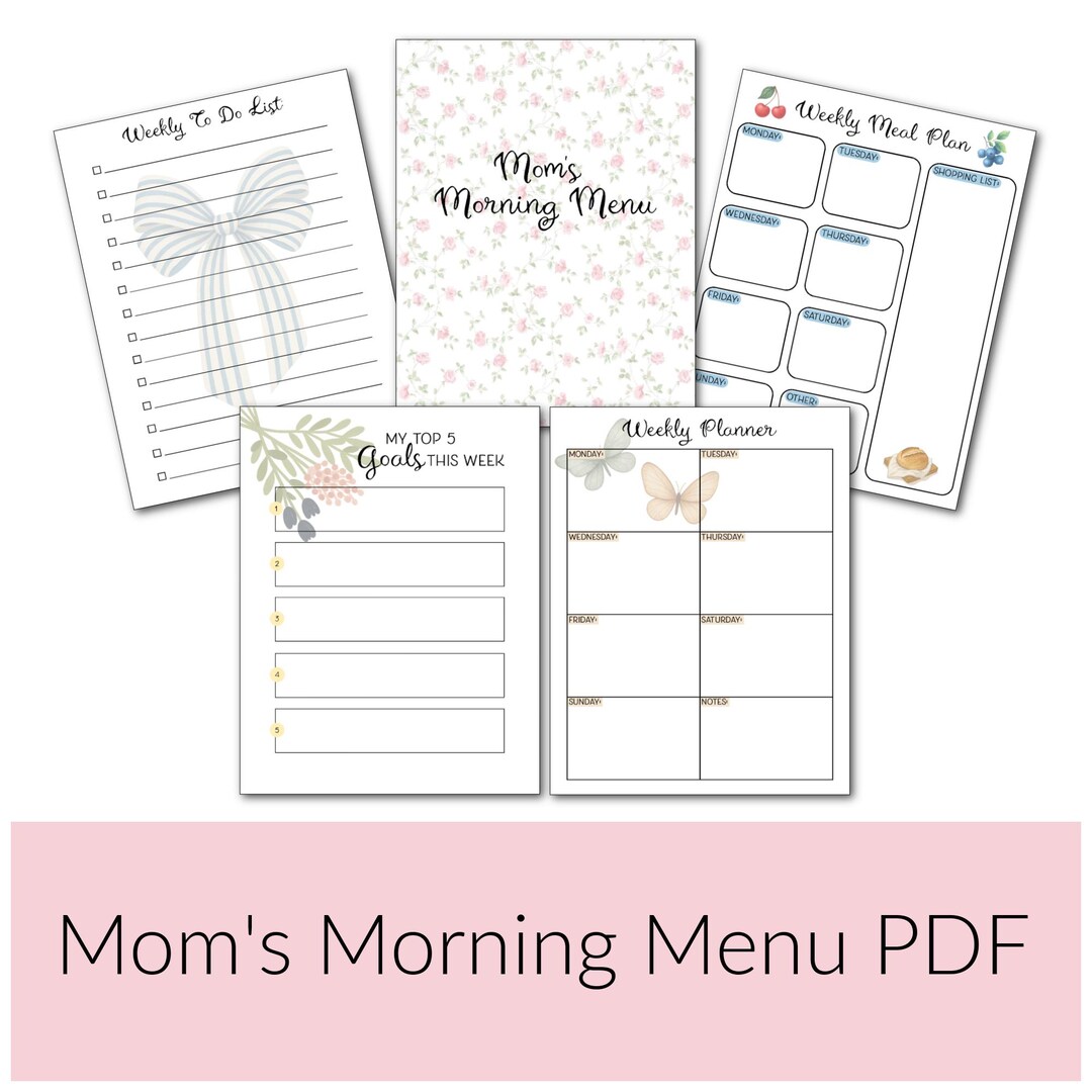 Mom’s Morning Menu Printable PDF | Weekly Mom Planner | Gratitude ...