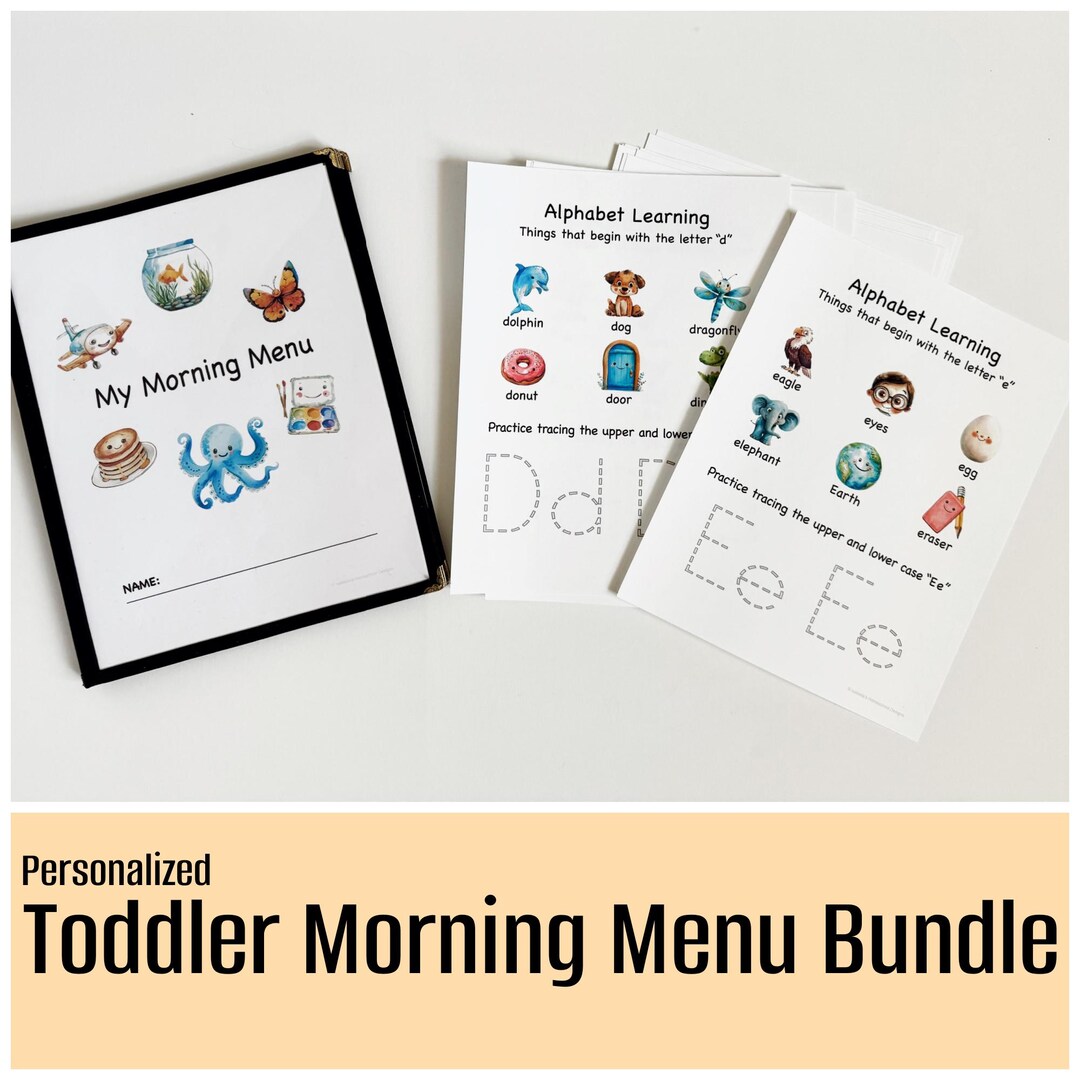 Personalized Toddler Morning Menu Bundle With 48 Activity Pages - Etsy