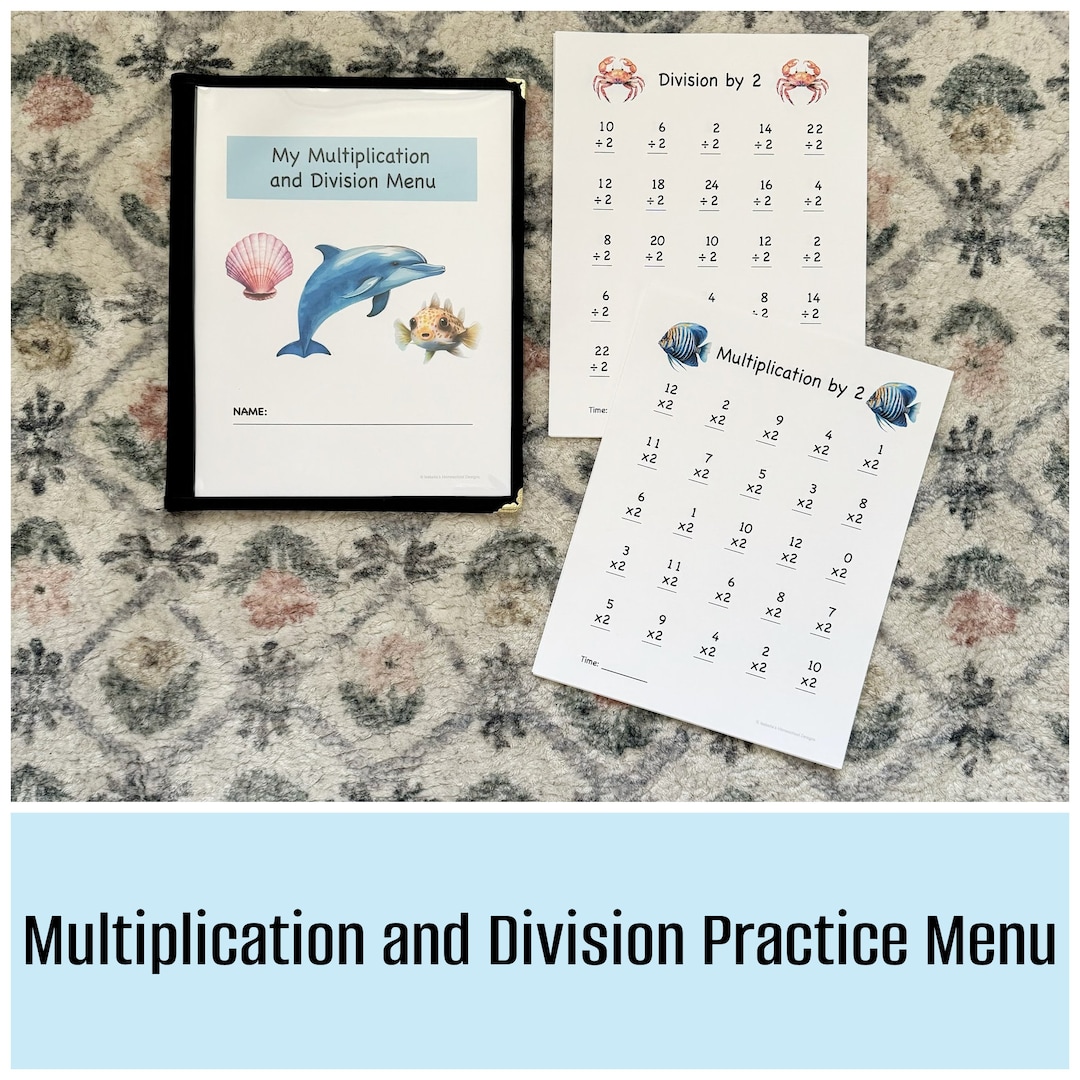 Multiplication and Division Practice Menu, Cardstock Pages - Etsy
