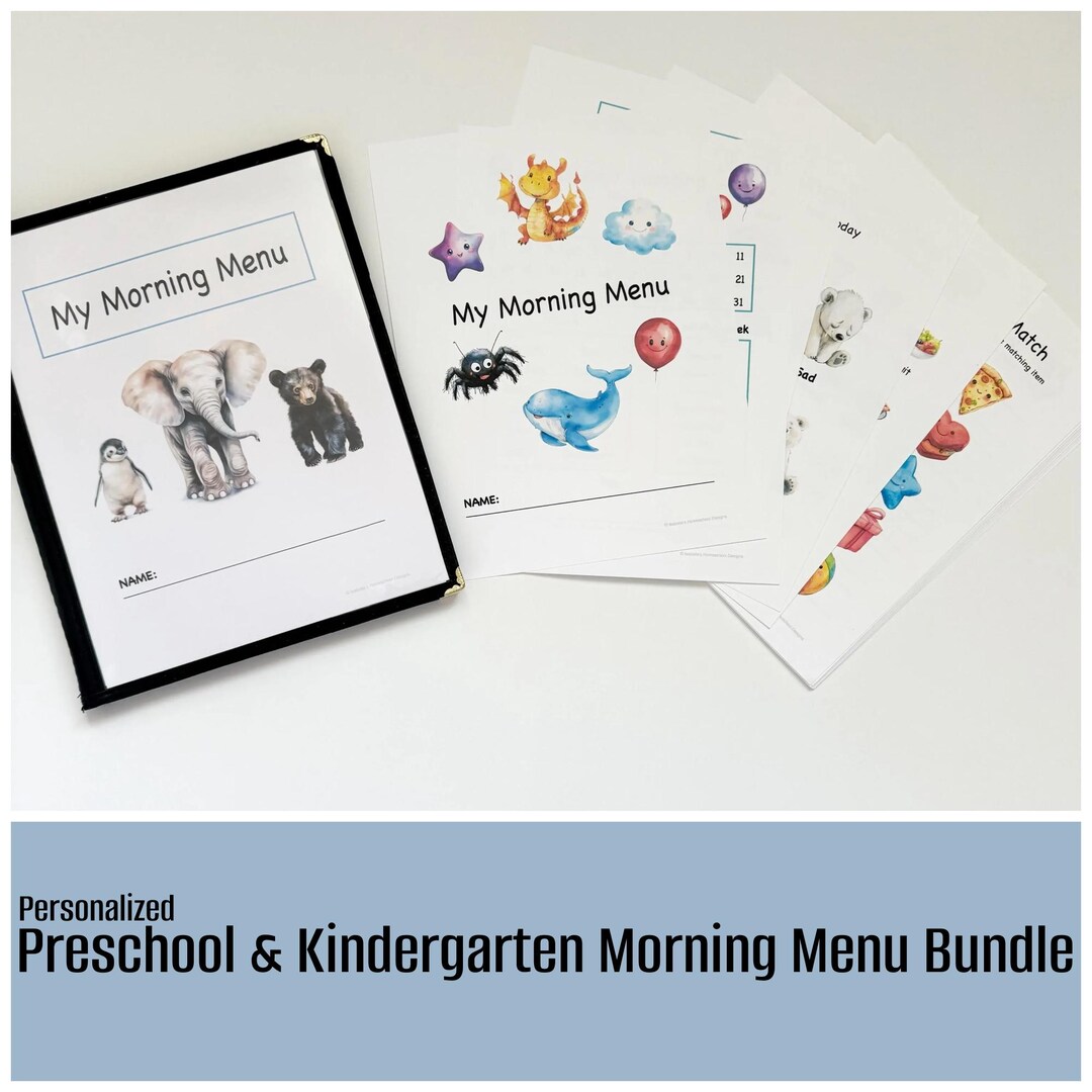 Personalized Preschool/kindergarten Morning Menu Bundle With 51 ...