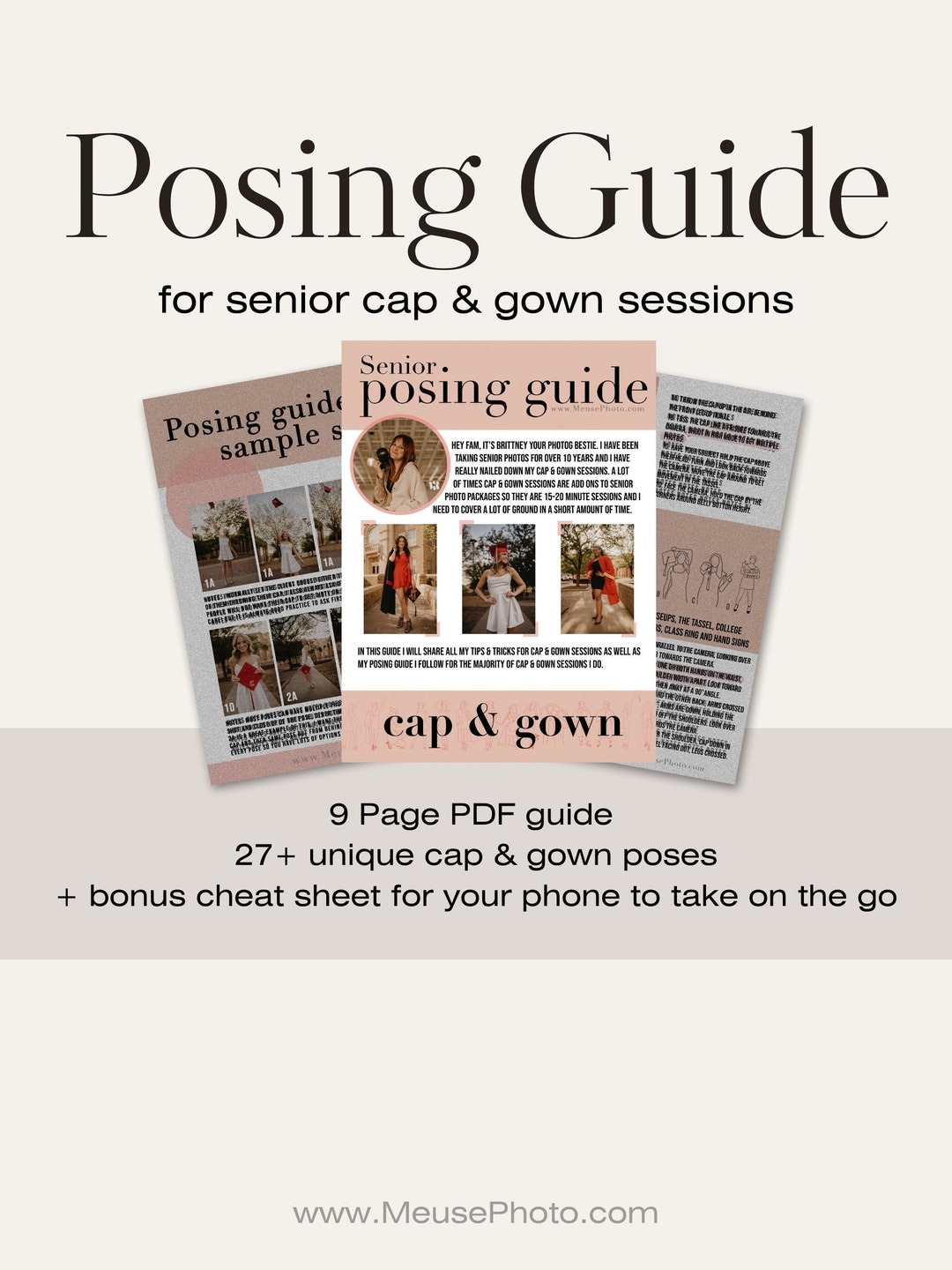 Senior Posing Guide for Photographers, Cap and Gown How to Pose Guide ...