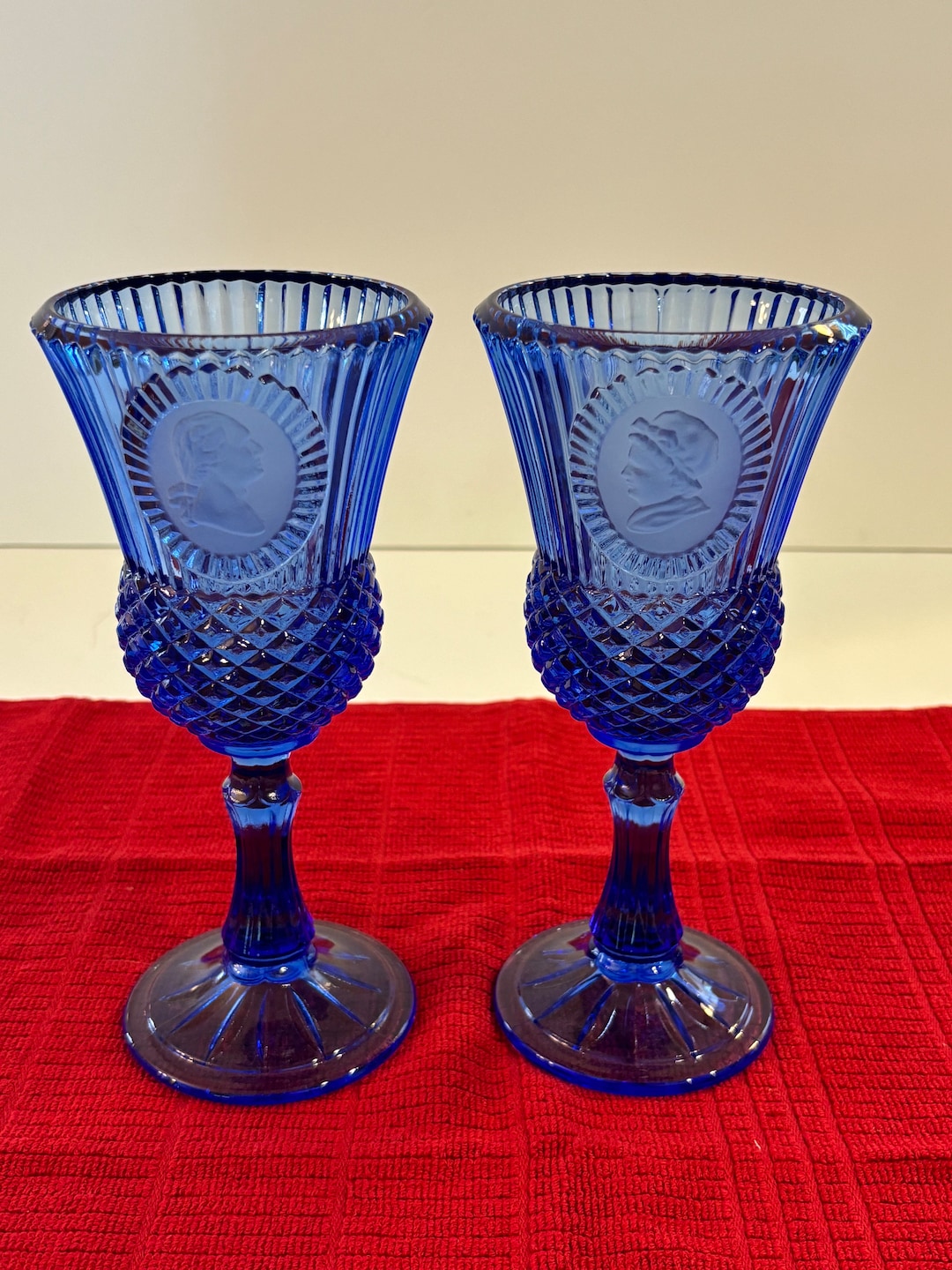 Avon Fostoria Cobalt Blue, George and Martha Washington Goblets ...