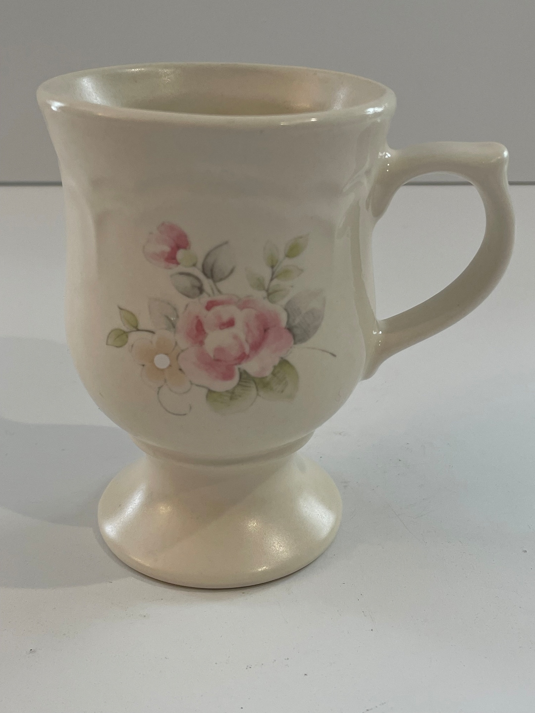 Pfaltzgraff, Tea Rose Pattern, Pedestal Mug, Vintage, Cream Base With Pink Rose - Etsy