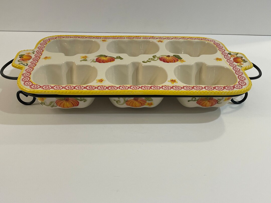 Temptations by Tara, Pumpkin Patch Muffin/bread Baking Dish W/rack ...