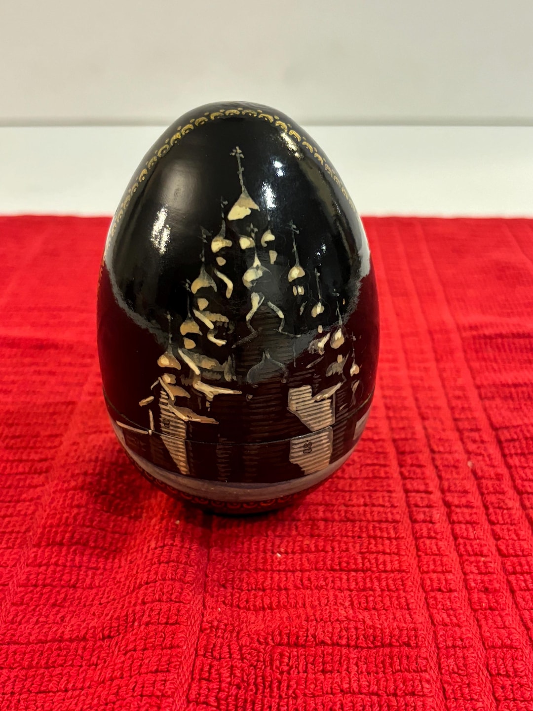 Russian Nesting Eggs, Wooden Hand Painted Eggs Depicting Russian Houses ...