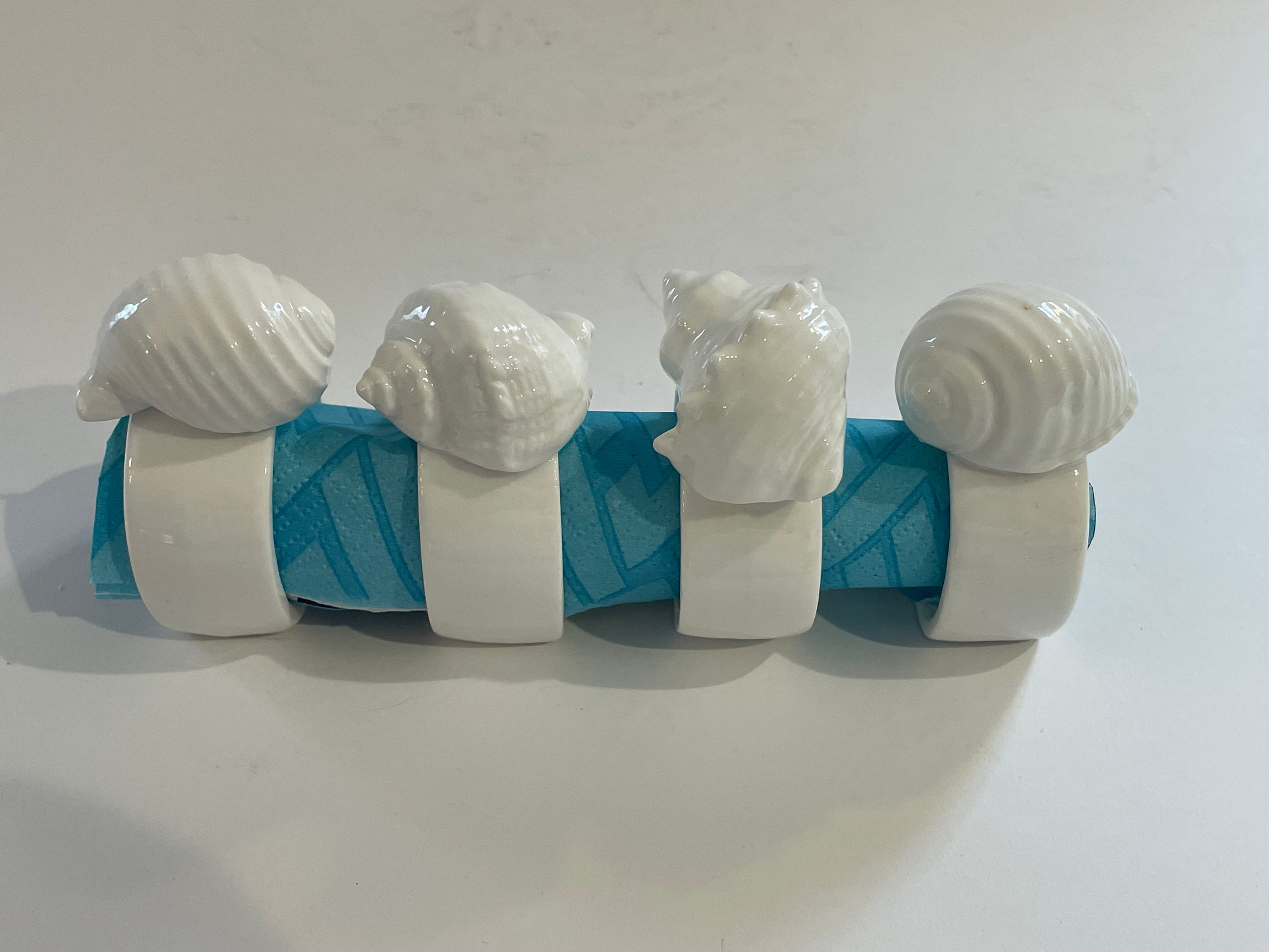 Knobler Vintage Sea Shell Napkin Rings, Set of 4 Bone China, in ...